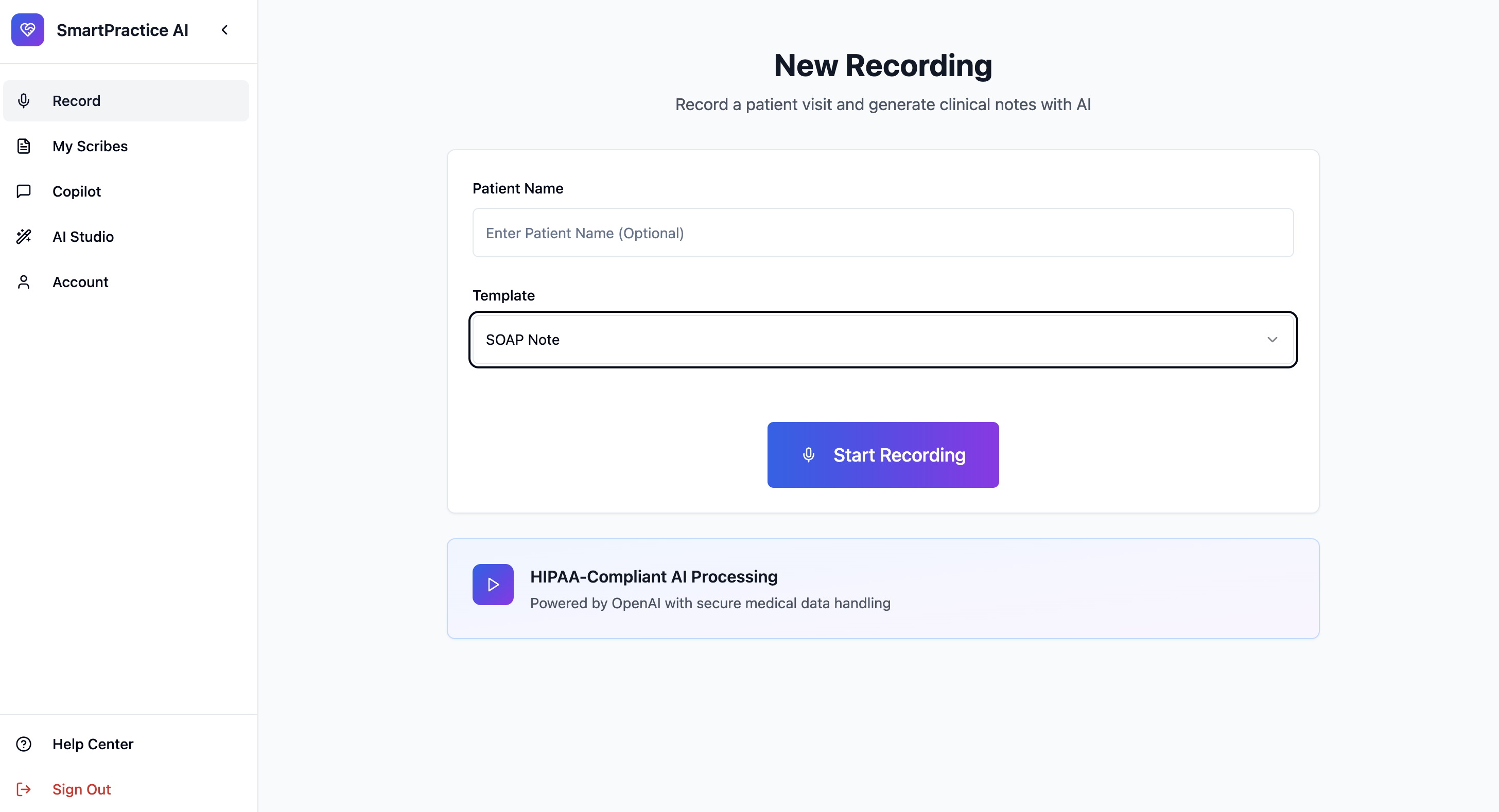 SmartPractice AI - AI Medical Note Taking & Clinical Documentation Software
